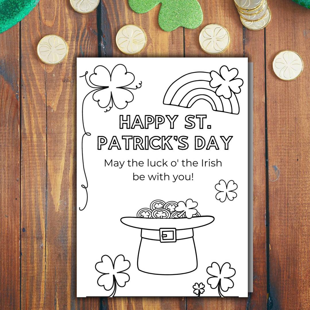 Coloring St. Patrick's Day Card Printable- Color Your Own St. Patrick's ...