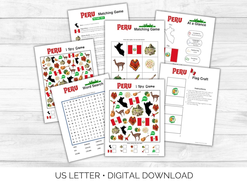 Peru Activities for Kids, Printable Worksheets Games Crafts, Around the ...