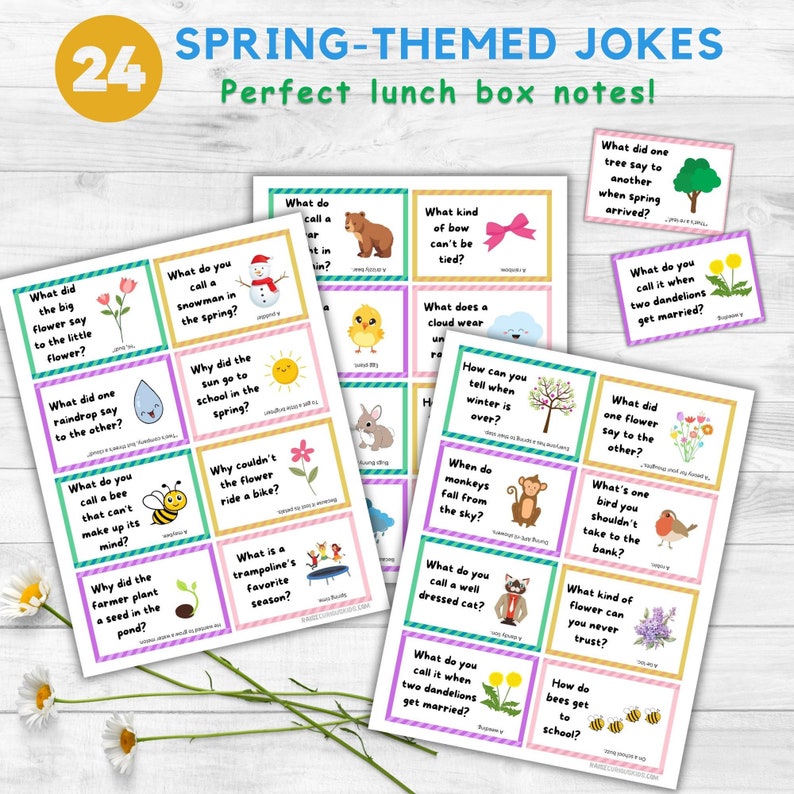 Spring Themed Jokes for Kids- Spring Lunchbox Notes- Joke Card ...