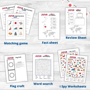 Japan Activity Printables for Kids- Japan I Spy Game, Japan Matching ...