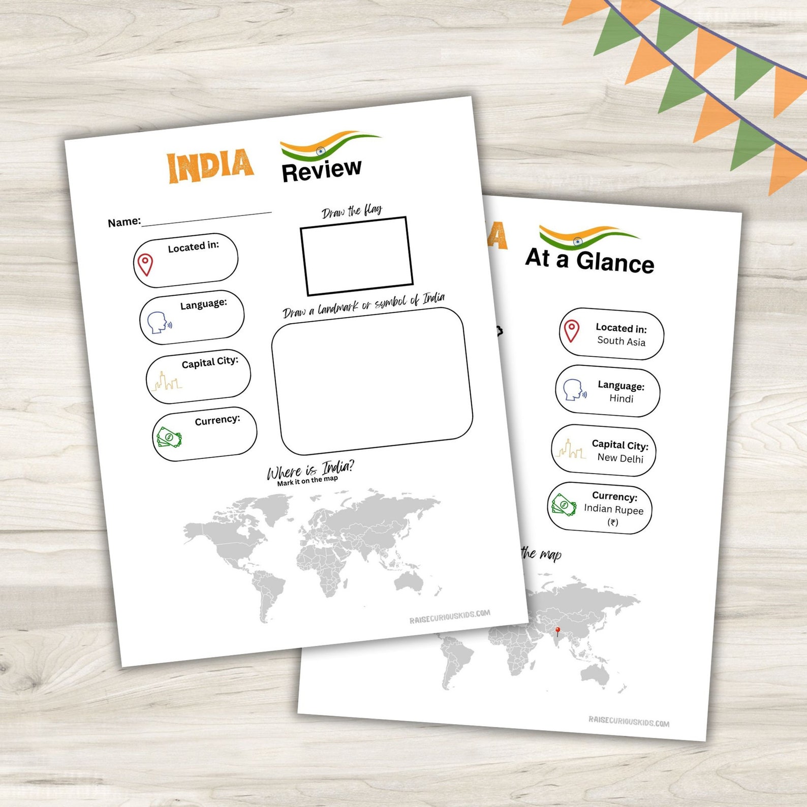 India Activity Printables for Kids India I Spy Game, India Matching ...