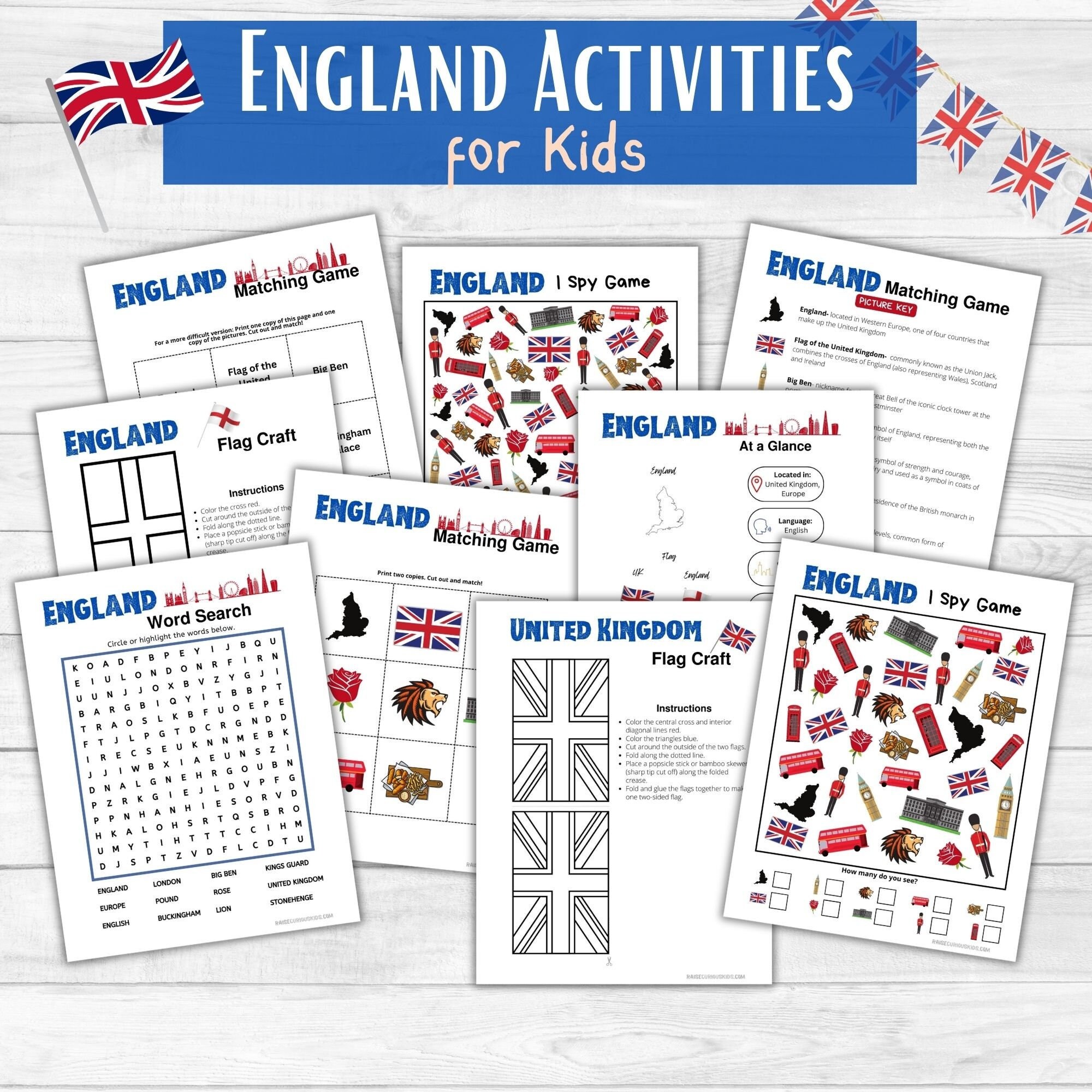 England Activity Printables for Kids- England I Spy Game, England ...