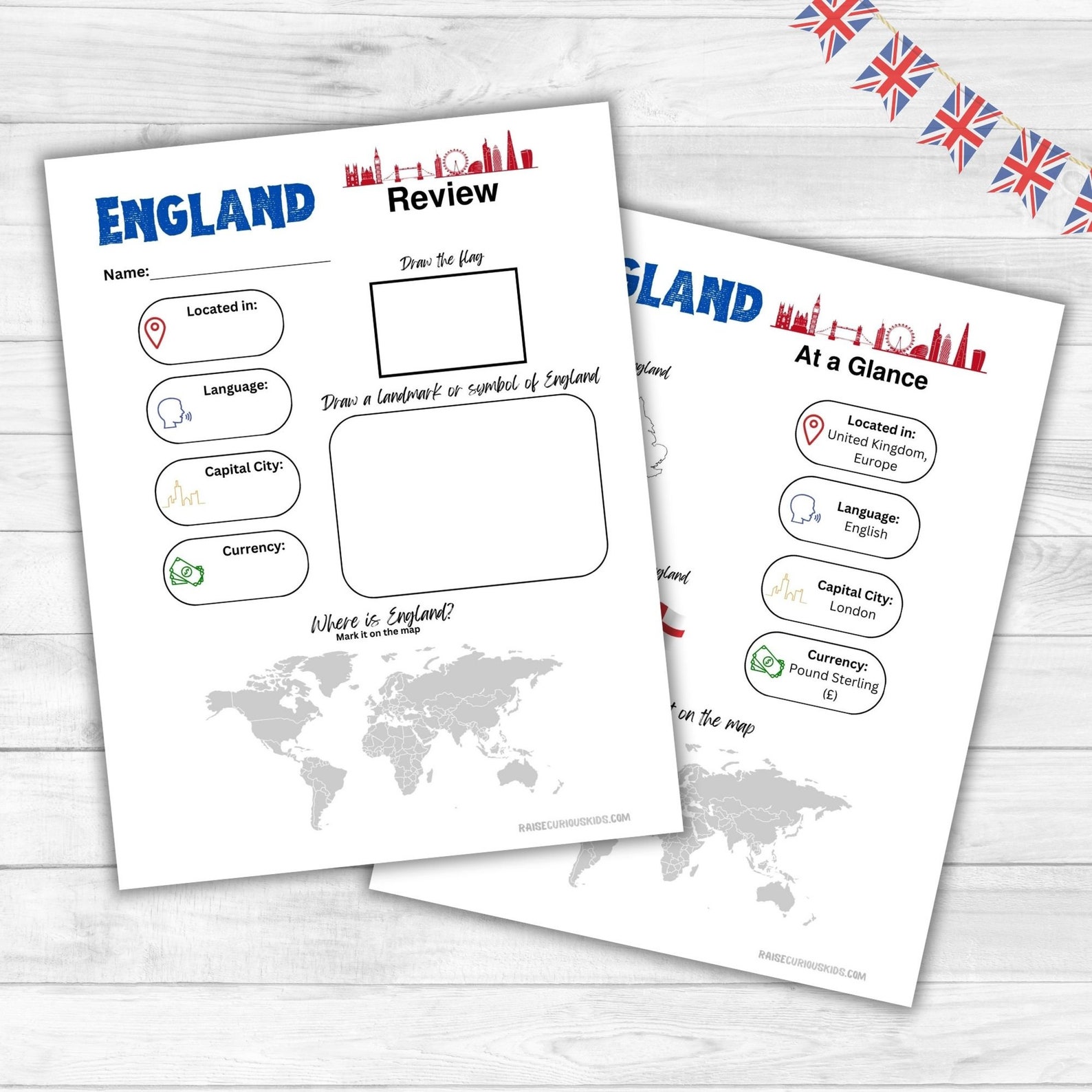 England Activity Printables for Kids- England I Spy Game, England ...