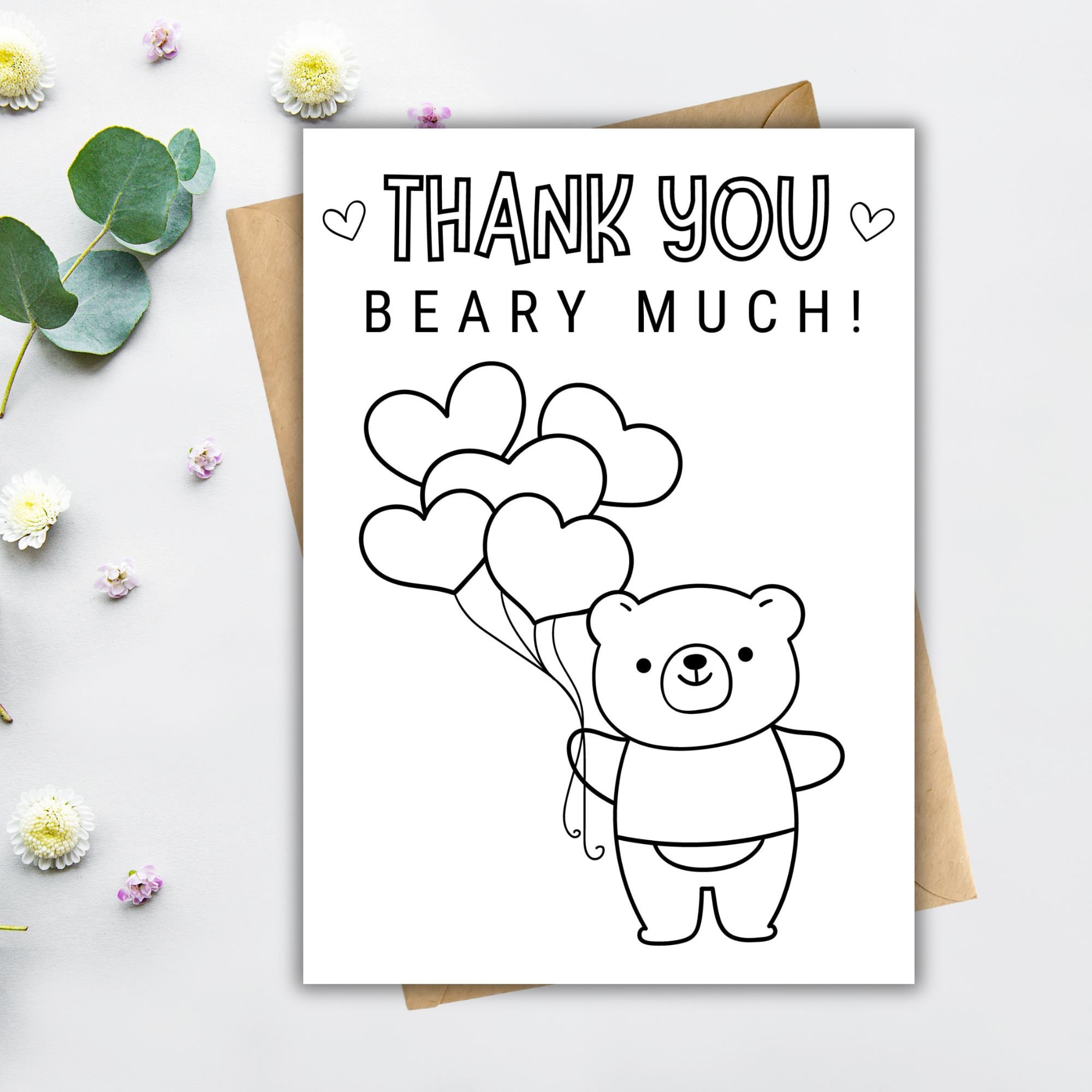 Coloring Thank You Card Printable- Color Your Own Thank You Card- Thank ...