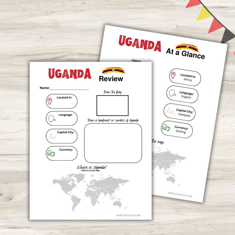 Uganda Activity Printables for Kids Uganda I Spy Game, Uganda Matching ...