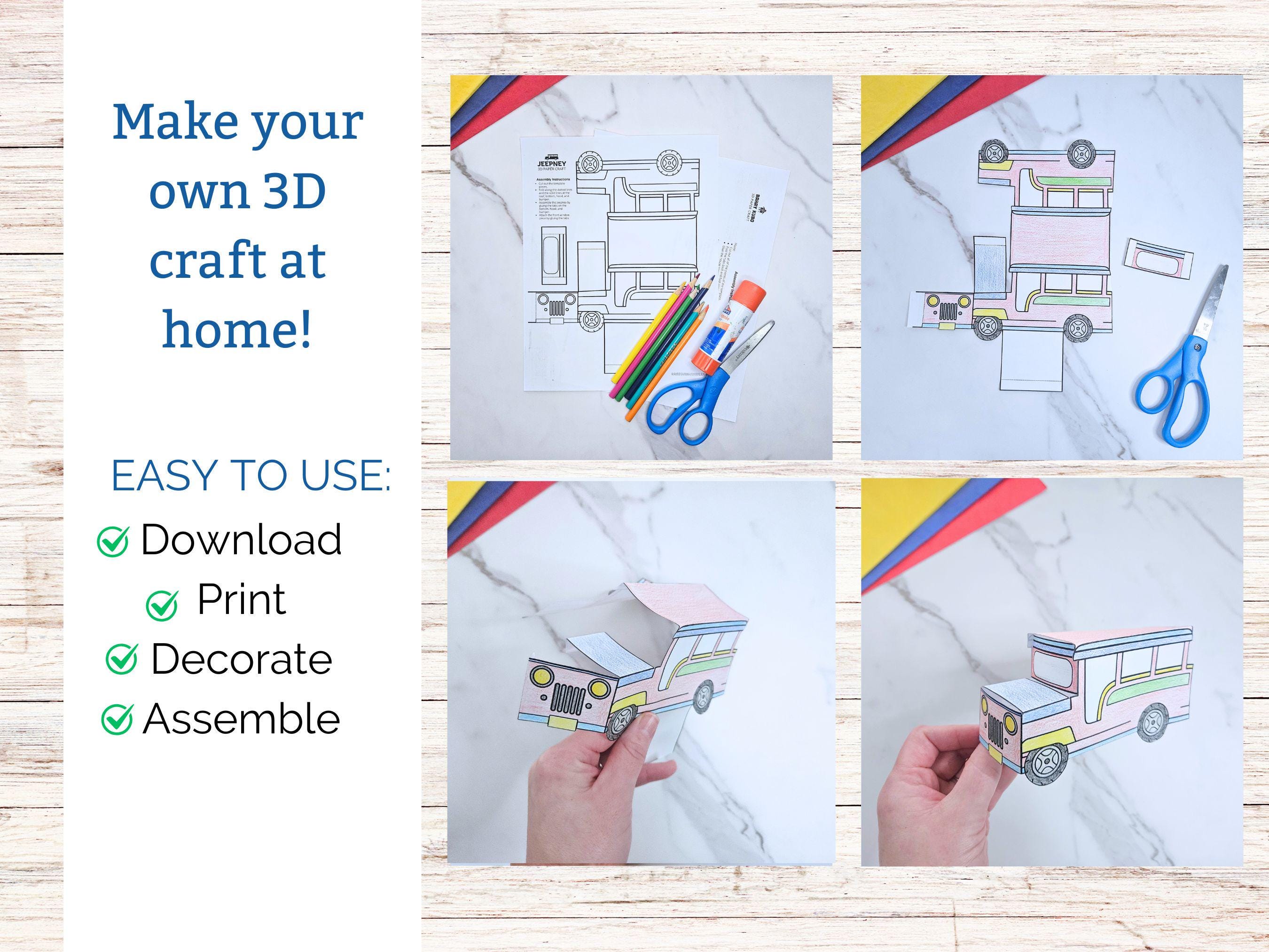 Jeepney 3D Craft, Philippines Craft for Kids, Around the World Learning ...
