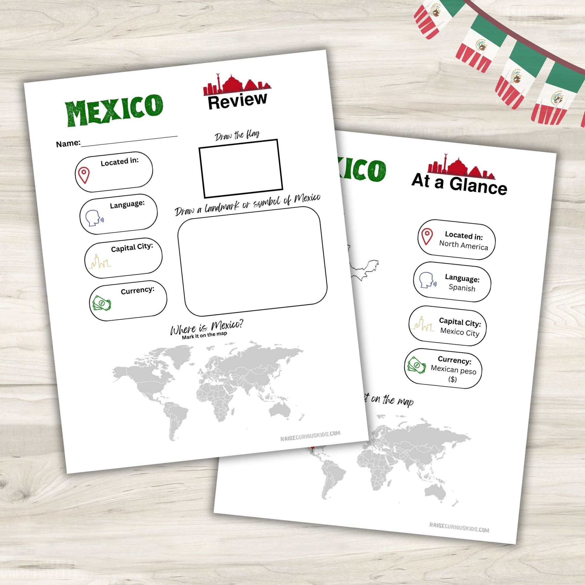 Mexico Activity Printables for Kids Mexico I Spy Game, Mexico Matching ...