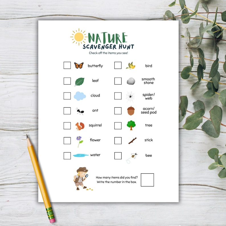 Nature Scavenger Hunt for Kids- Printable Checklist- Kids Outdoor ...