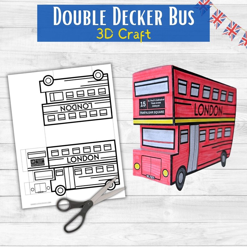 Double Decker Bus 3D Craft for Kids- Printable Template- London England ...