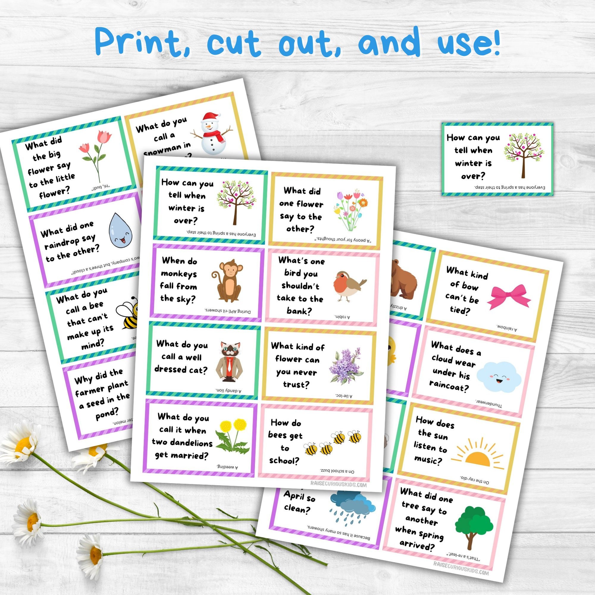 Spring Themed Jokes for Kids- Spring Lunchbox Notes- Joke Card ...
