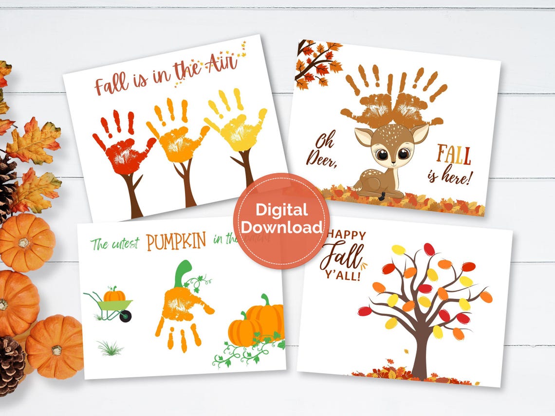 Fall Handprint Craft Bundle, Handprint Kids Art, Fall Keepsake, Fall ...