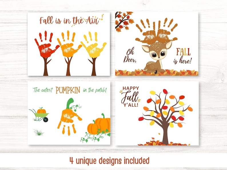 Fall Handprint Craft Bundle, Handprint Kids Art, Fall Keepsake, Fall ...