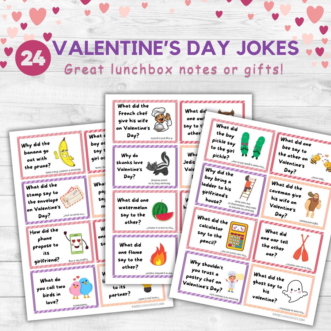 Valentine's Day Jokes- Kids Lunchbox Notes- Valentine's Lunchbox Notes ...