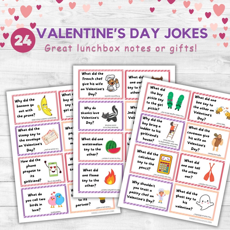 Valentine's Day Jokes- Kids Lunchbox Notes- Valentine's Lunchbox Notes ...