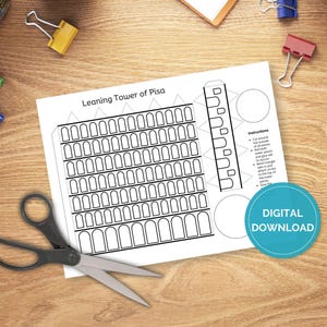 Leaning Tower of Pisa 3D Craft Template- Italy Crafts for Kids- Around ...