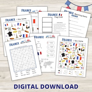France Activity Printables for Kids France I Spy Game, France Matching ...
