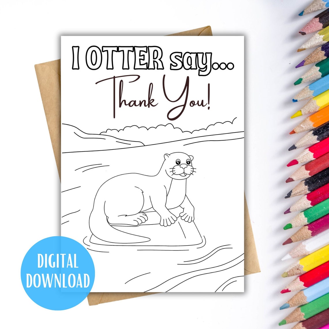 Printable Coloring Thank You Card for Kids, Color Your Own Thank You ...