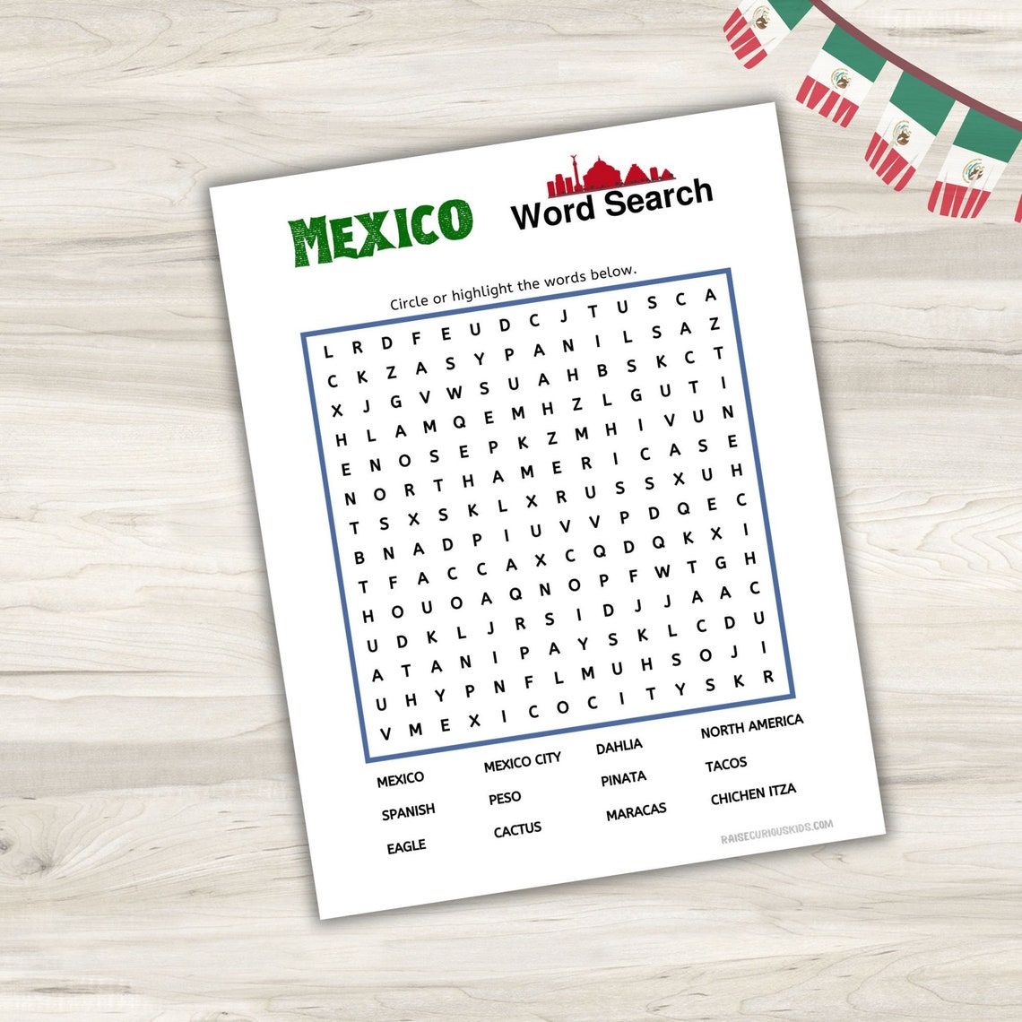 Mexico Activity Printables for Kids Mexico I Spy Game, Mexico Matching ...