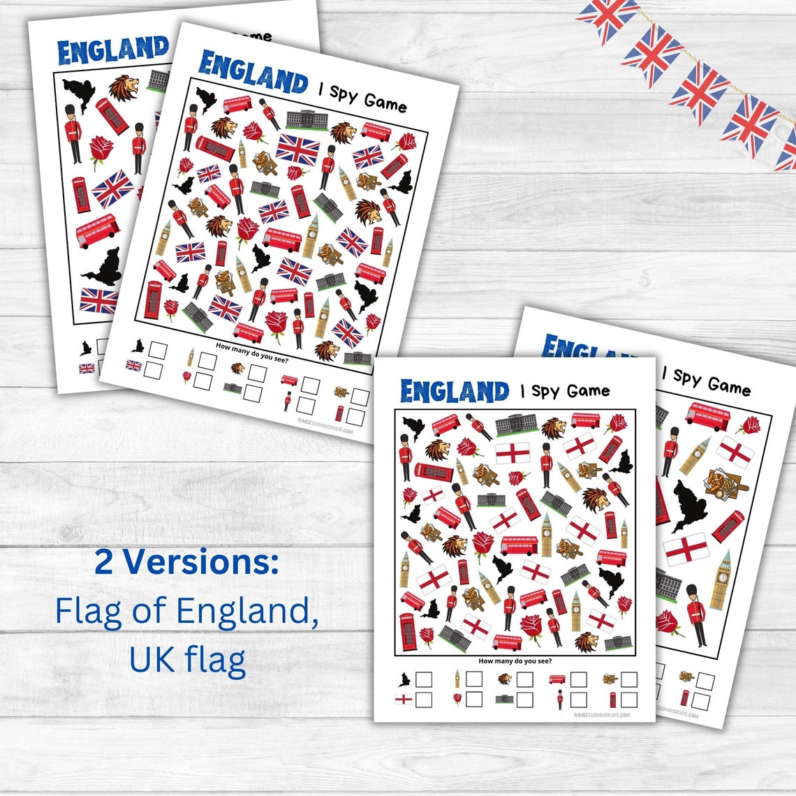 England Activity Printables for Kids- England I Spy Game, England ...
