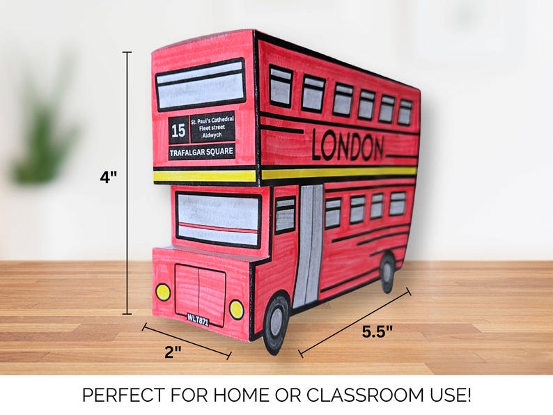 Double Decker Bus 3D Craft for Kids- Printable Template- London England ...