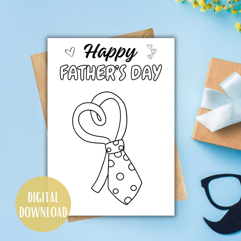 Coloring Father's Day Card Printable- Color Your Own Father's Day Card ...
