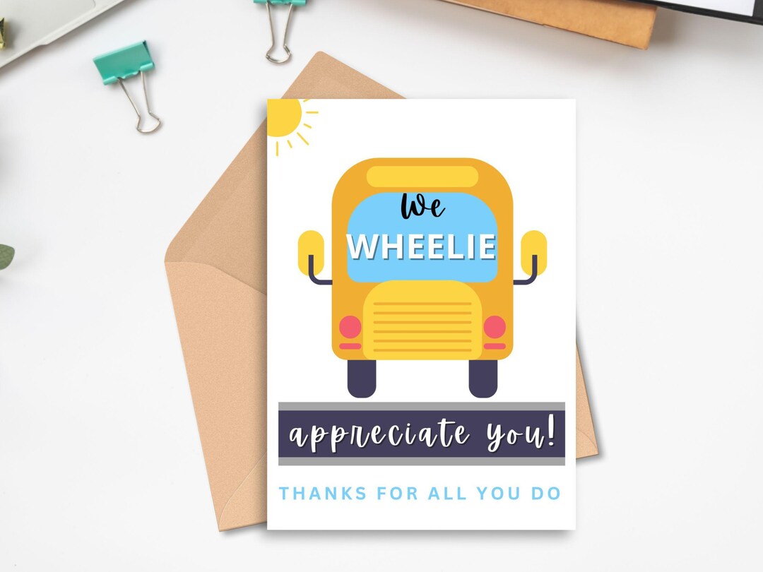 Bus Driver Appreciation Card, 5"x7" School Bus Driver Thank You Card ...