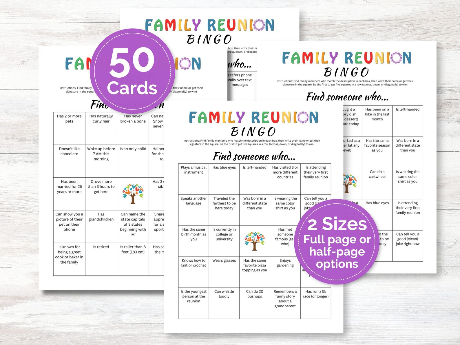 Family Reunion Bingo Cards- Family Reunion Icebreaker Games- Mix and ...