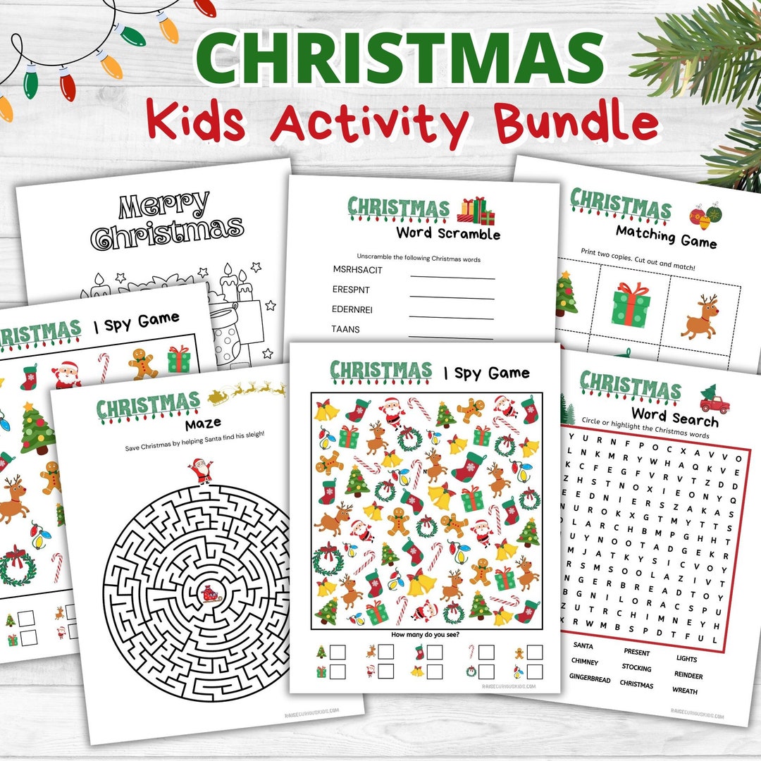 Christmas Activities for Kids- Christmas I Spy, Matching Game, Word ...