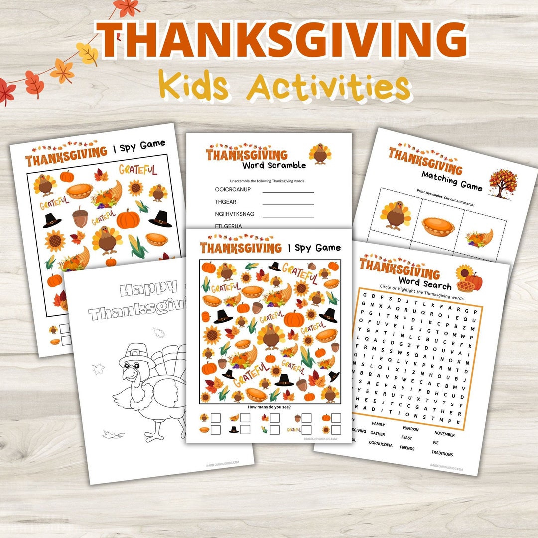 Thanksgiving Activities for Kids- Thanksgiving I Spy, Matching Game ...