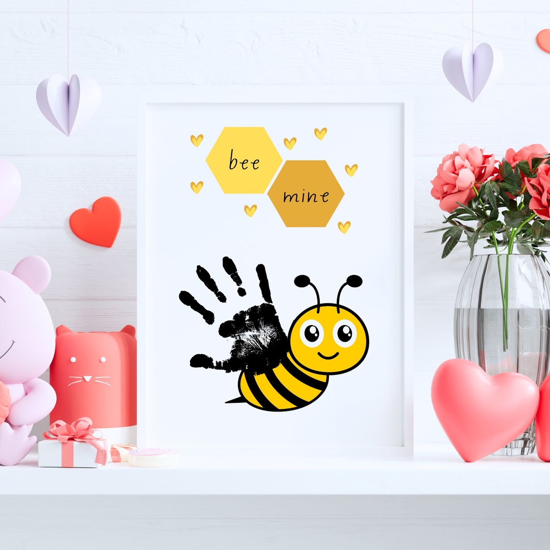 Bee Mine Valentine's Handprint Art- Valentine's Day Card for Kids- Baby ...