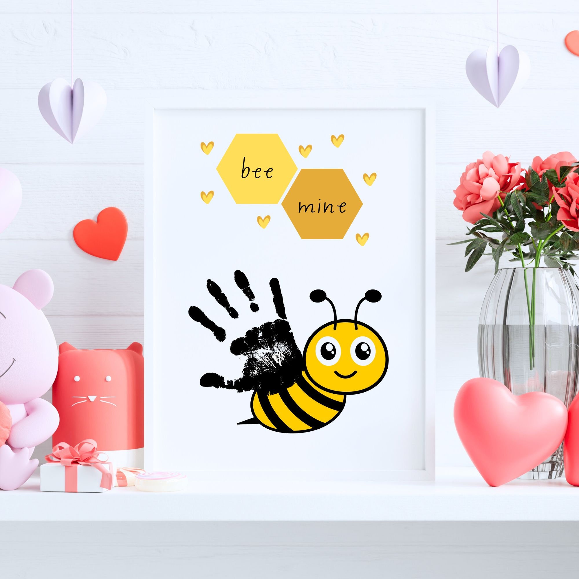 Bee Mine Valentine's Handprint Art Valentine's Day Card for Kids Baby ...