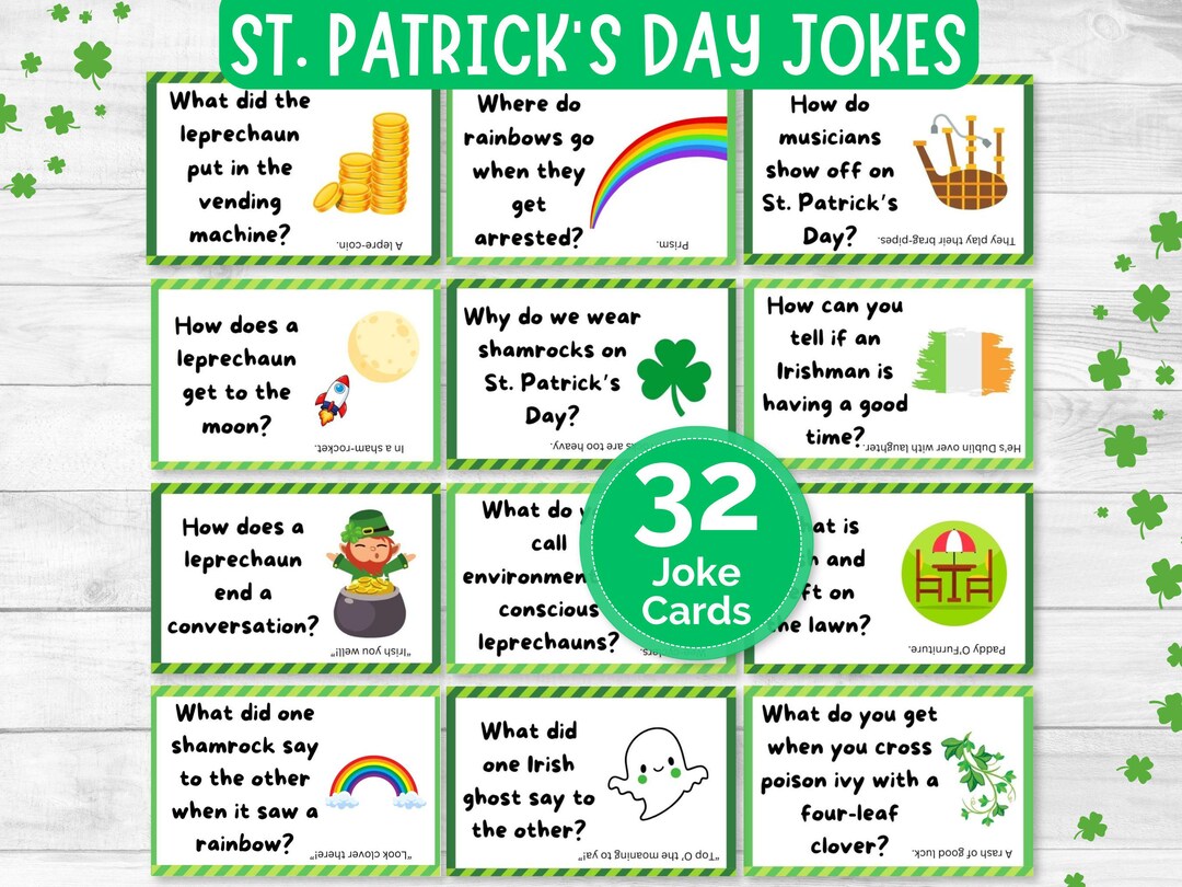 Printable St. Patrick's Day Jokes, Kids Lunchbox Jokes, Lunch Box Notes ...