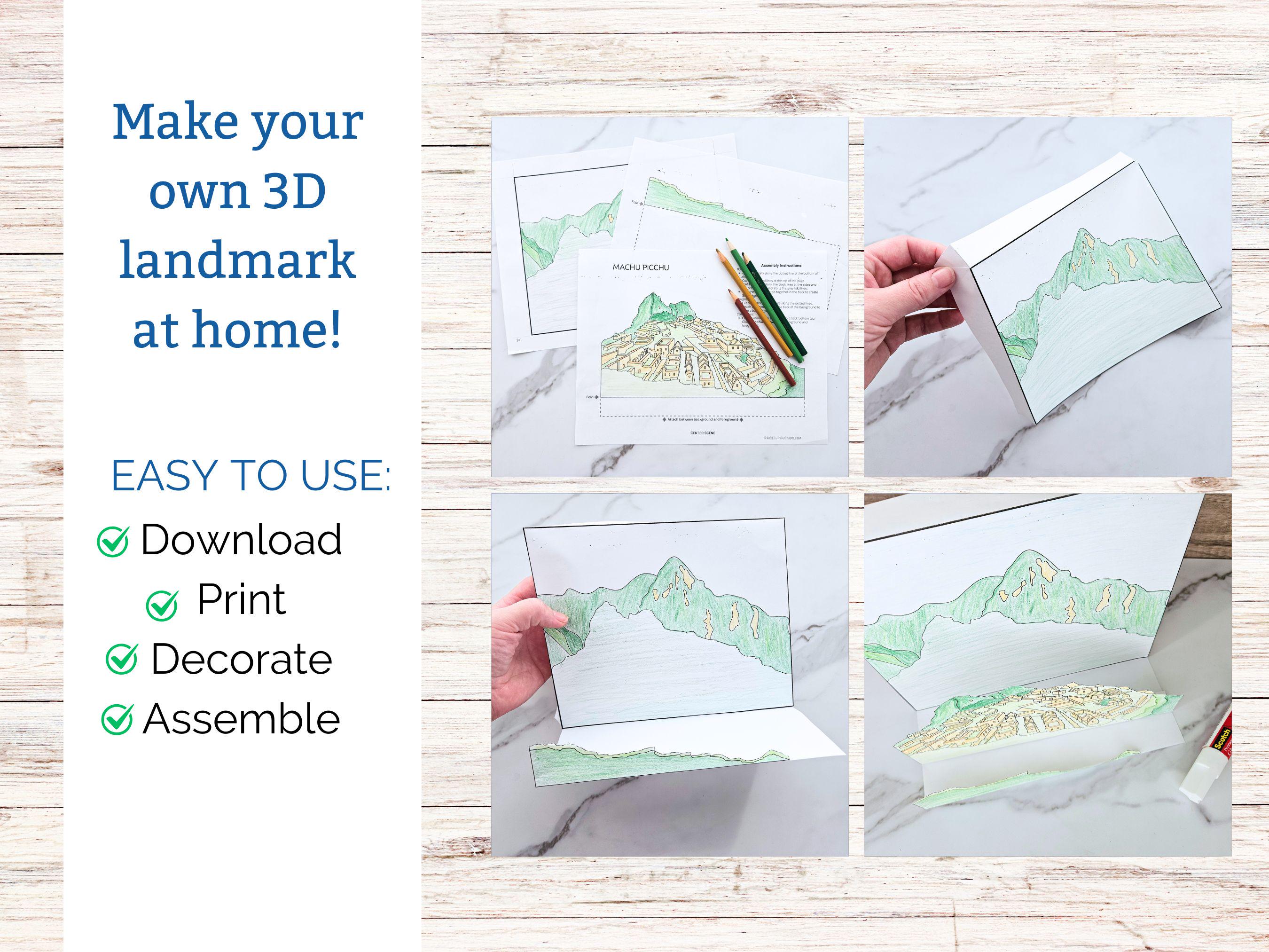 Machu Picchu 3D Craft, Peru Craft for Kids, Around the World Learning ...