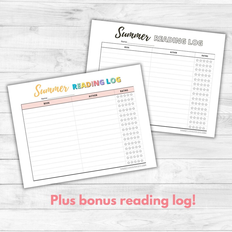 Summer Sun Reading Tracker for Kids 50 Book Tracker Summer Reading ...