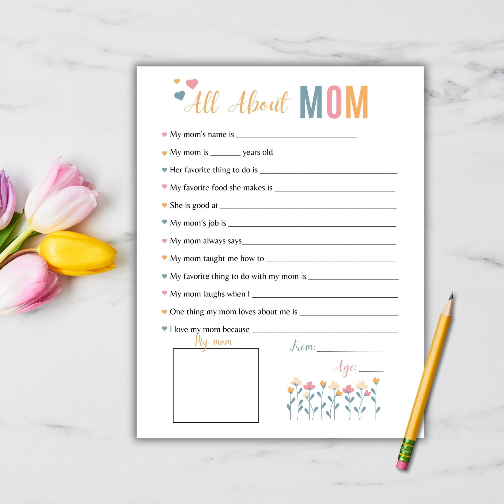 All About Mom Printable Questionnaire- Mother's Day Gift for Mom From ...