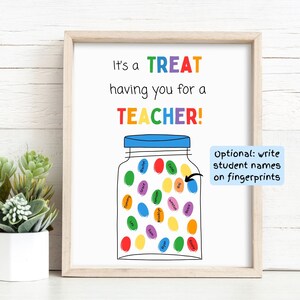 Fingerprint Teacher Appreciation Card From Students- End of Year ...