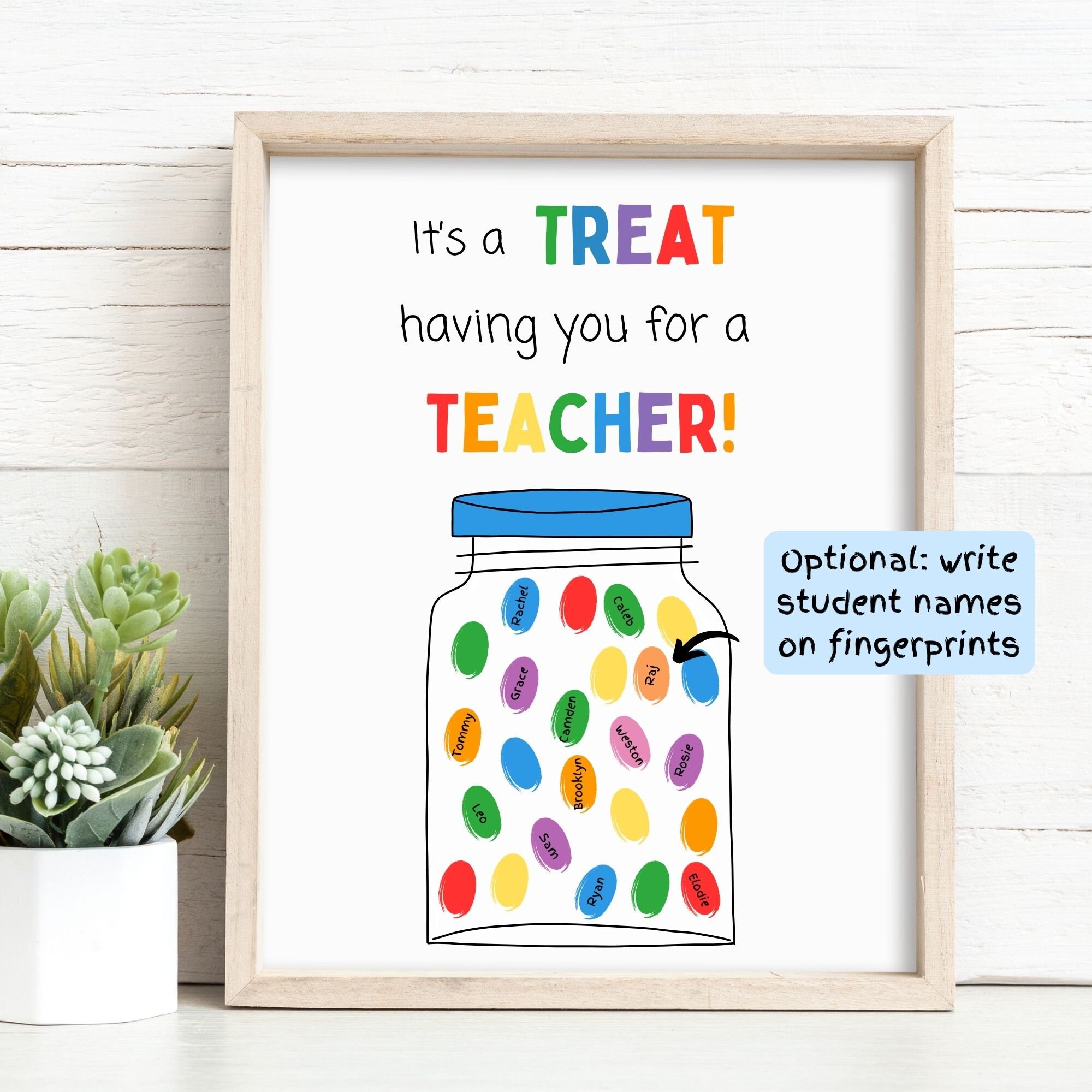 Fingerprint Teacher Appreciation Card From Students- End of Year ...