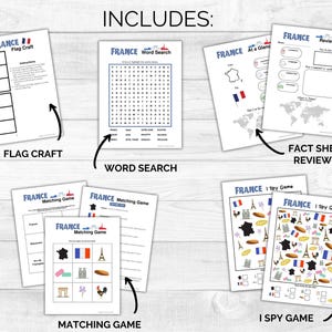France Activity Printables for Kids- France I Spy Game, France Matching ...