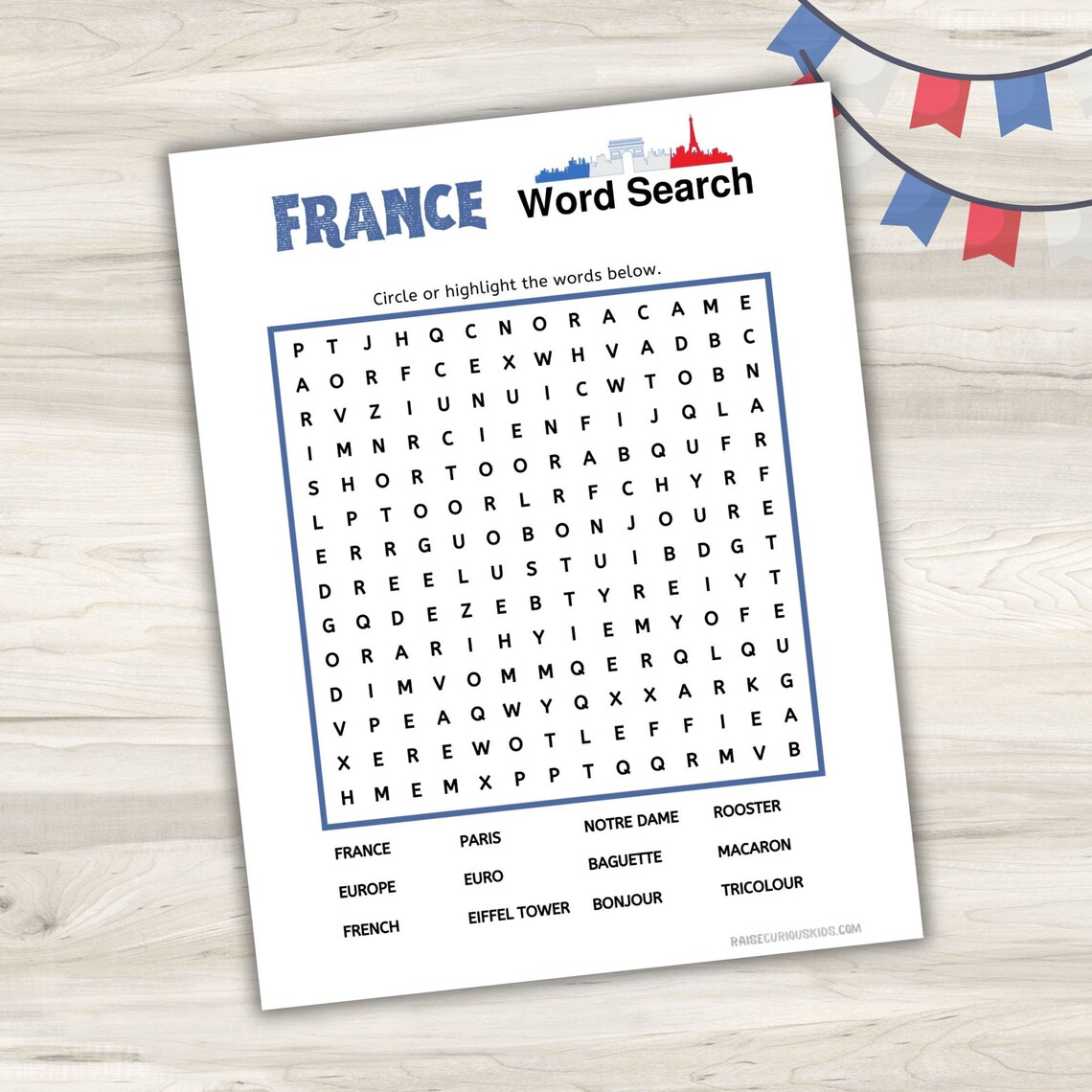 France Activity Printables for Kids France I Spy Game, France Matching ...
