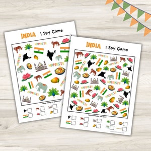 India Activity Printables for Kids India I Spy Game, India Matching ...