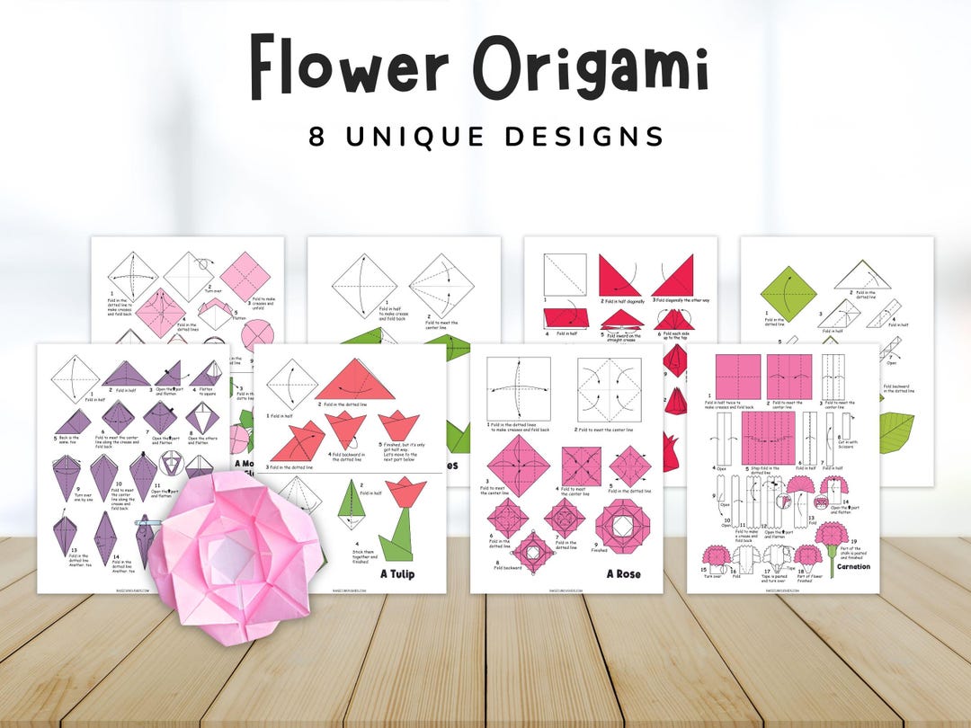 Flower Origami Printable Instructions- Origami for Kids- Easy Flower ...