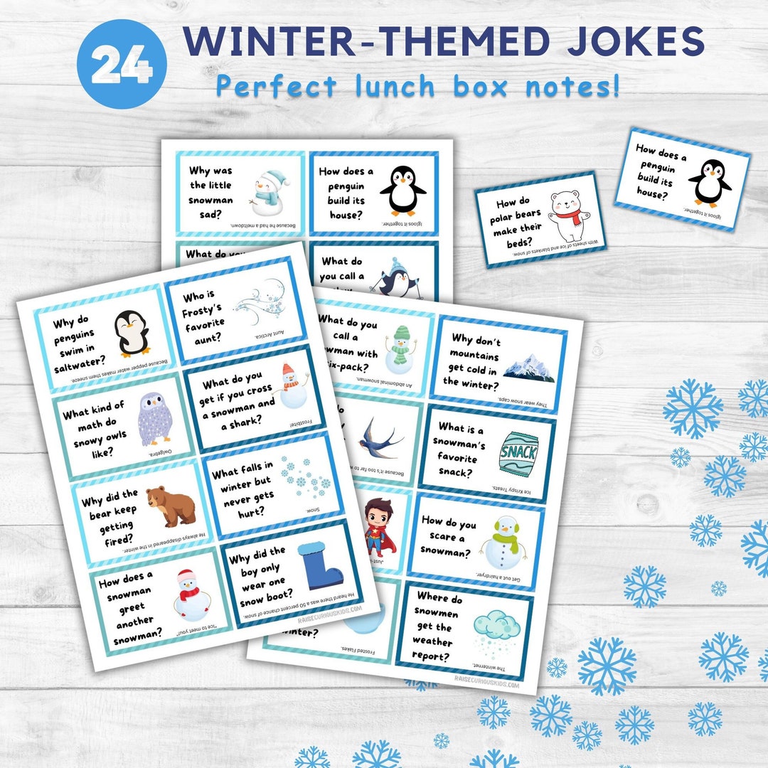 Winter Themed Jokes for Kids- Winter Lunchbox Notes- Joke Card ...