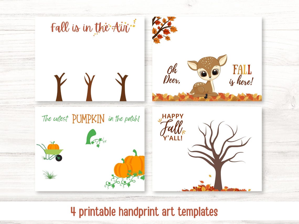 Fall Handprint Craft Bundle, Handprint Kids Art, Fall Keepsake, Fall ...