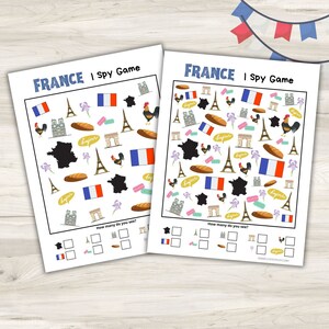 France Activity Printables for Kids France I Spy Game, France Matching ...