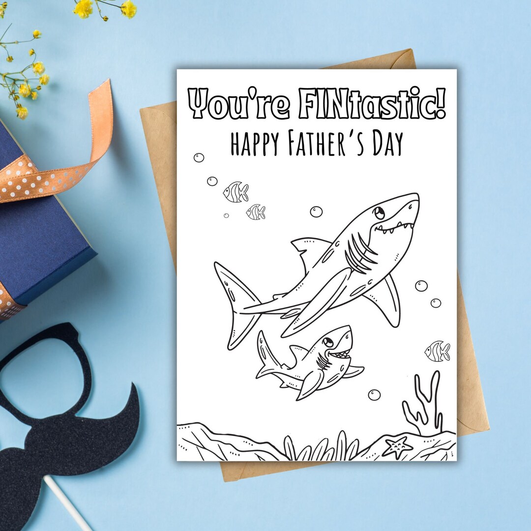 Coloring Father's Day Card Printable Color Your Own Father's Day Card ...