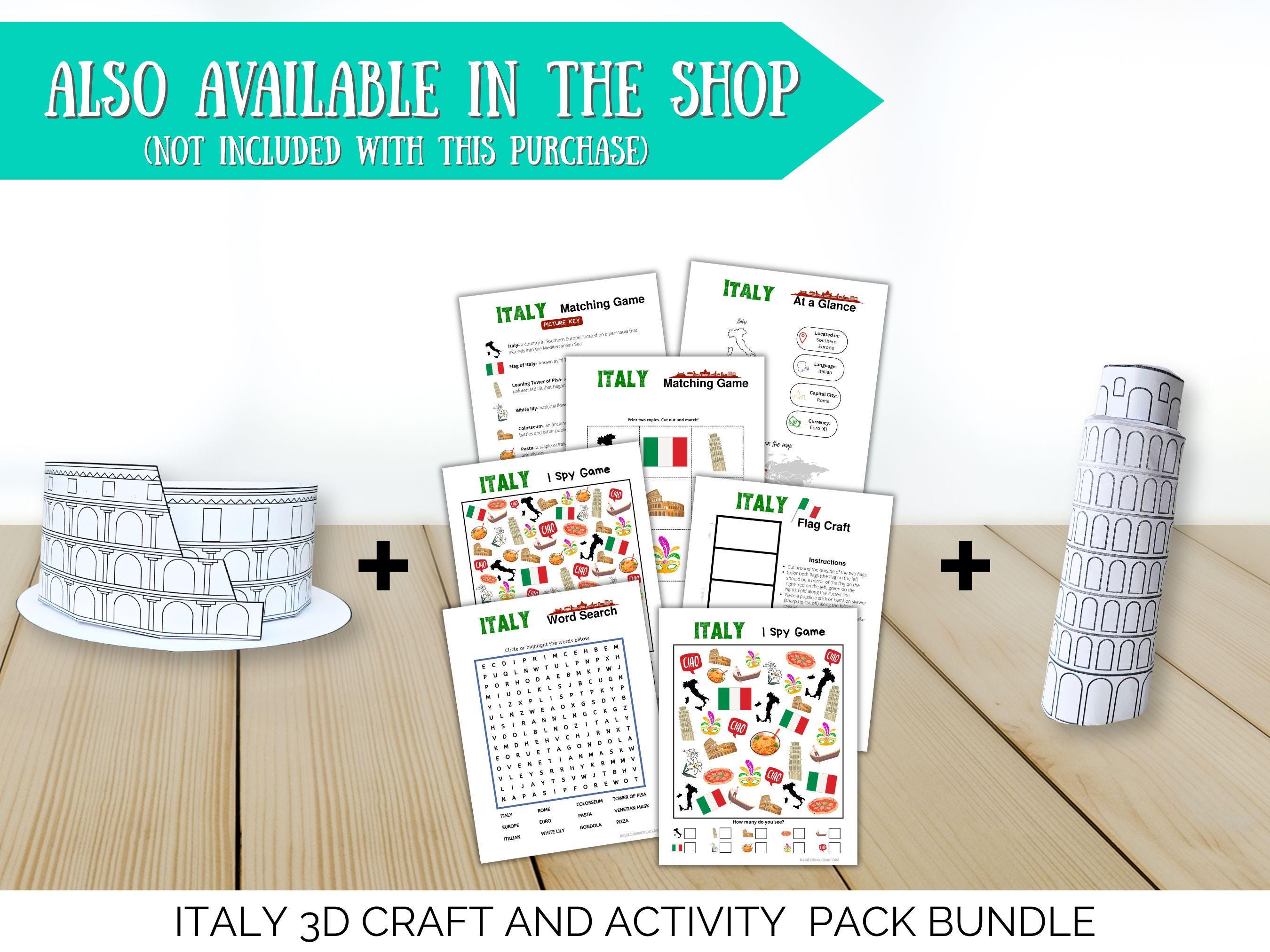 Leaning Tower of Pisa 3D Craft Template- Italy Crafts for Kids- Around ...