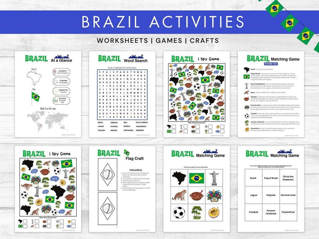 Brazil Activities for Kids, Printable Worksheets Games Crafts, Around ...