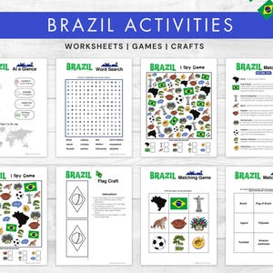 Brazil Activities for Kids, Printable Worksheets Games Crafts, Around ...
