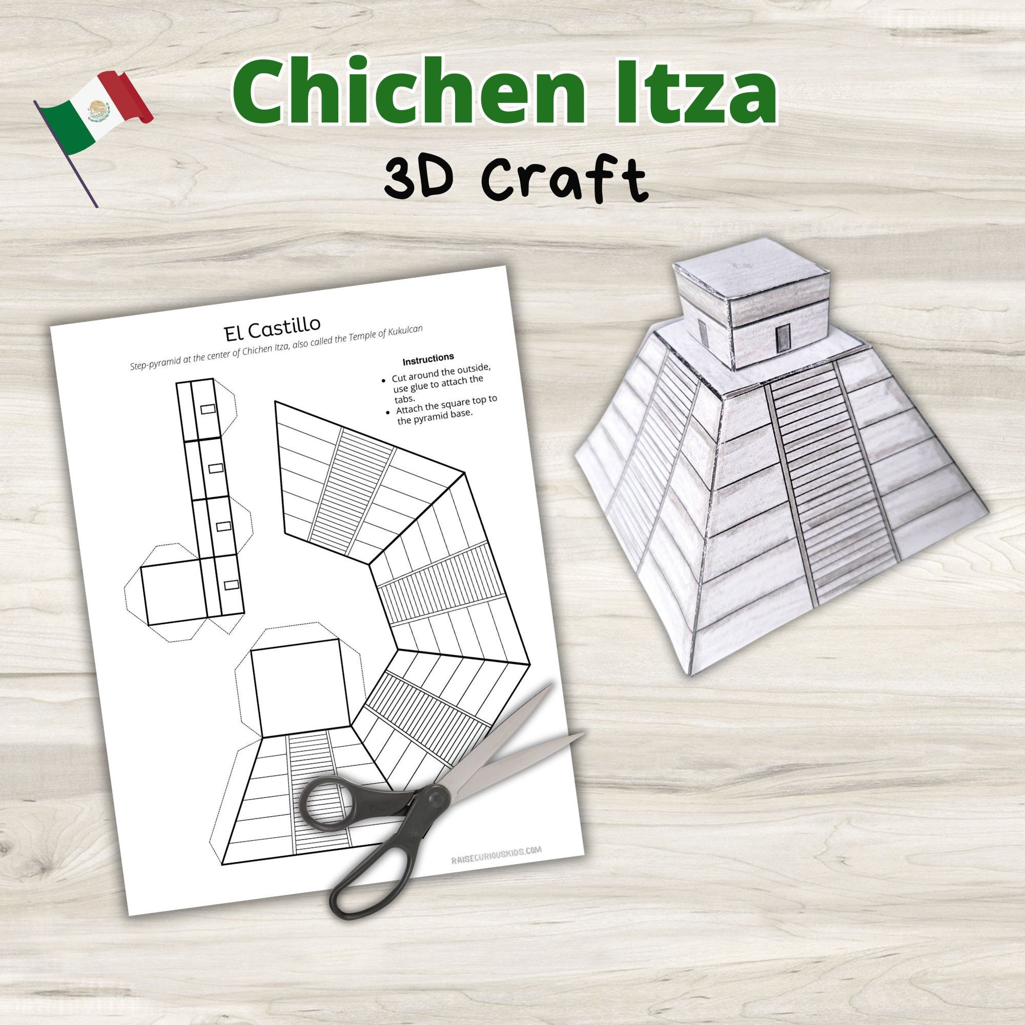Chichen Itza 3D Craft Mexico Craft for Kids Instant Download Printable ...