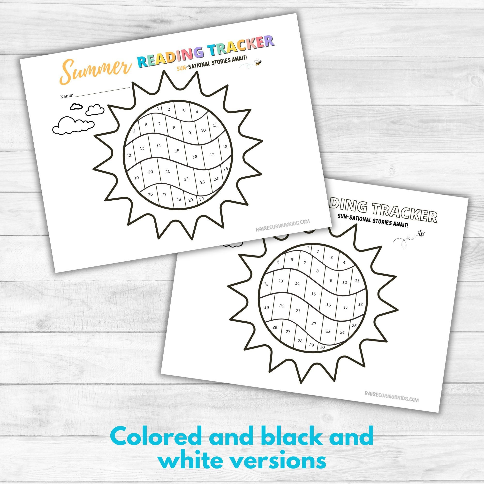 Summer Reading Tracker for Kids- 30 Book Sun Tracker- Summer Reading ...
